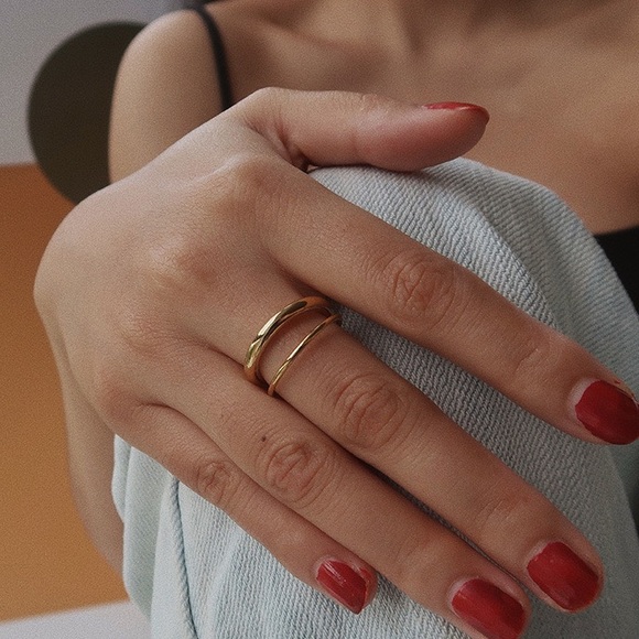 Jewelry | 18k Gold Plated Lennon Stacked Ring | Poshmark
